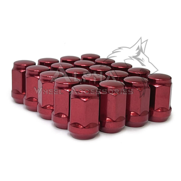 20 Red Bulge Acorn Lug Nuts M12x1.5 For Aftermarket Wheels 60° Degree ...